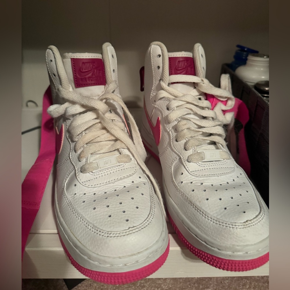 Pink High Top Nike Air Forces - Gem